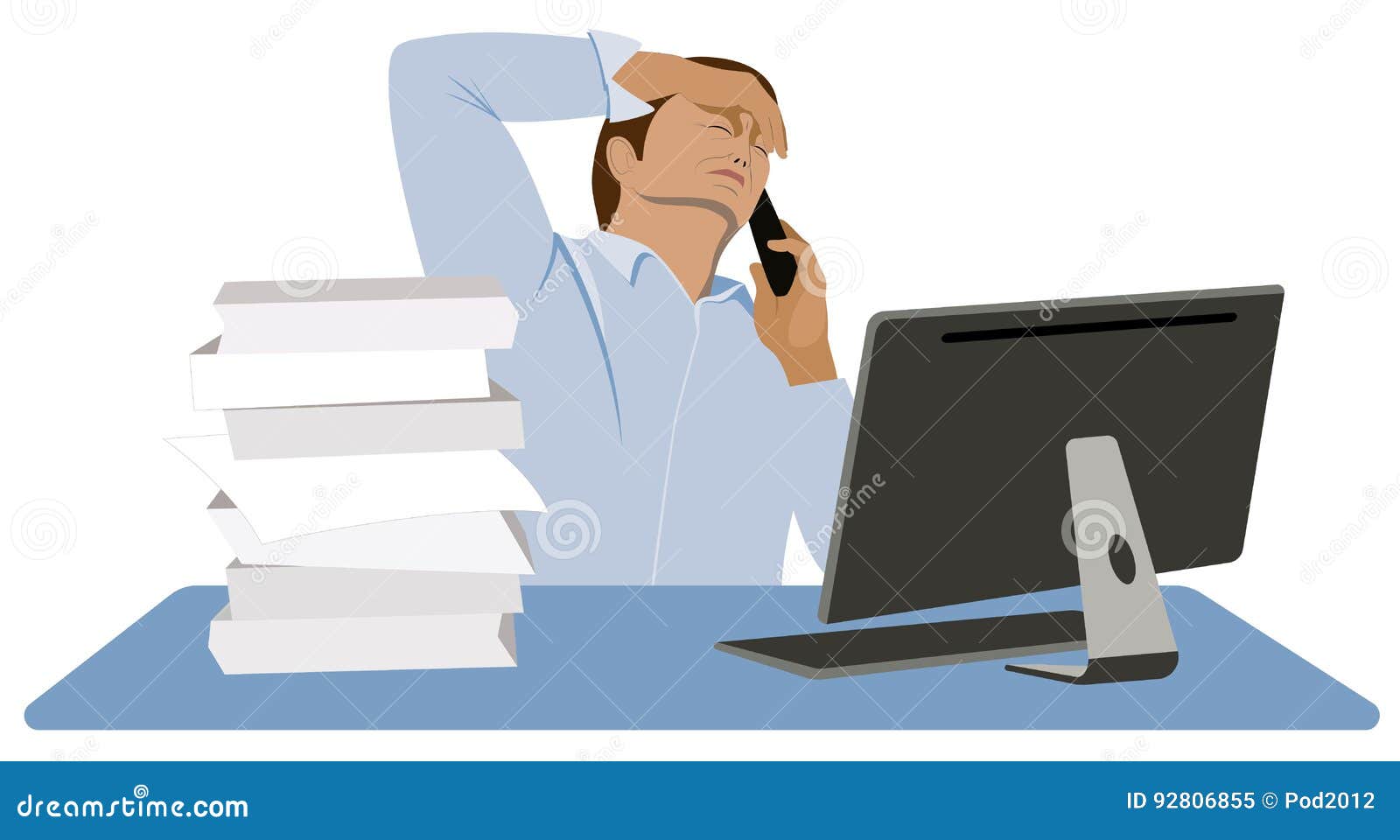 Overworked office worker stock vector. Illustration of management ...