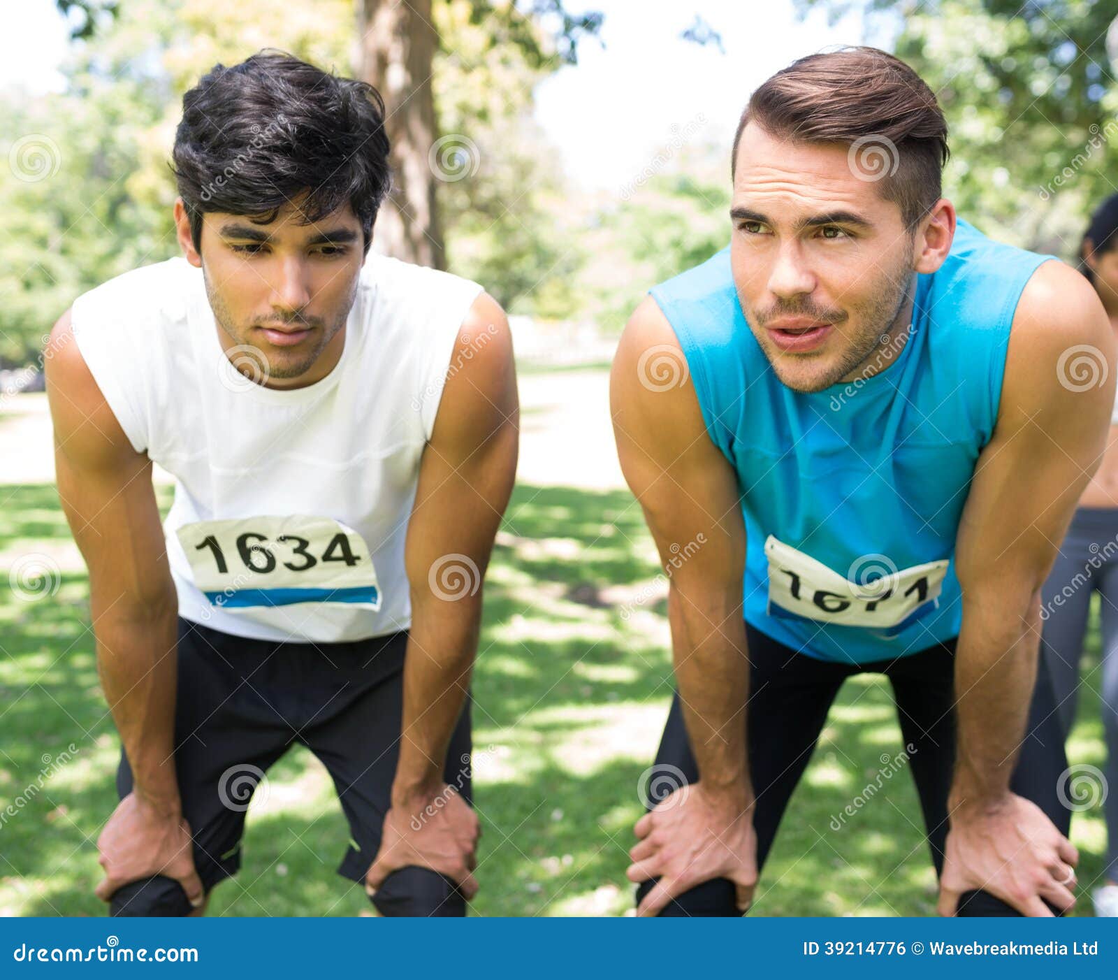 Tired Marathon Runners in Park Stock Photo - Image of outdoors, fitness ...