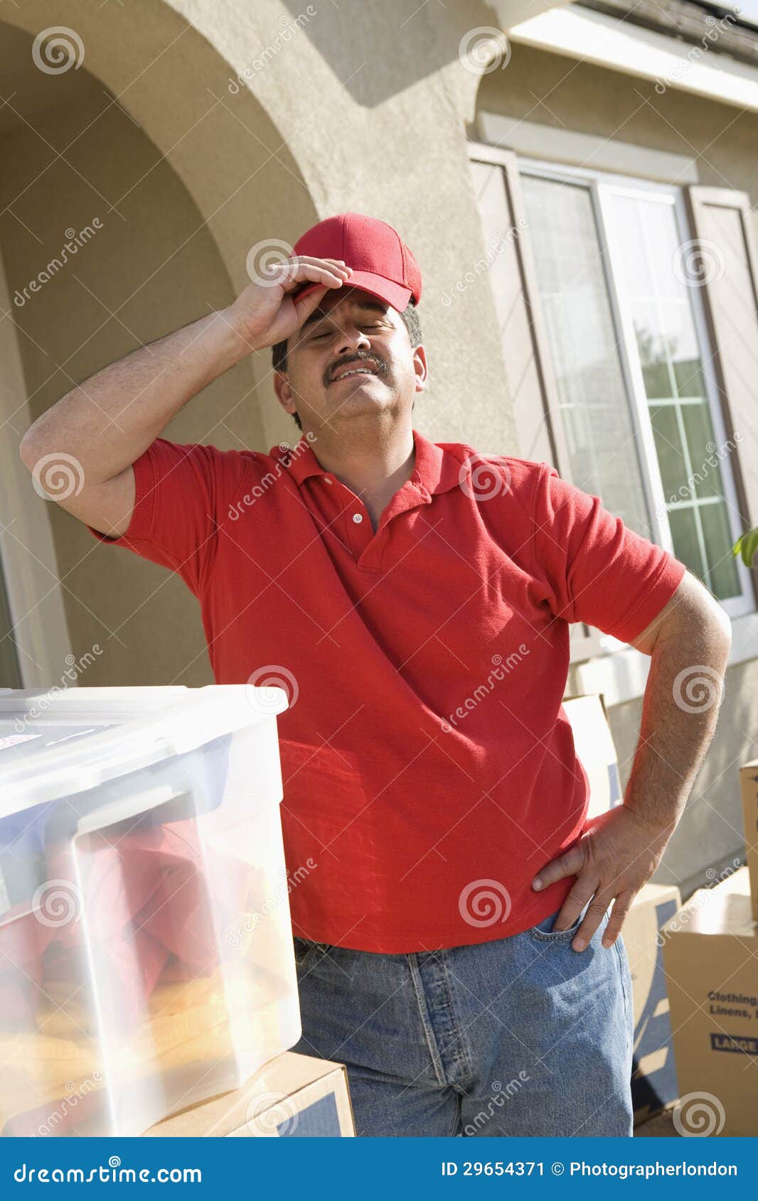 Tired Mature Delivery Man stock image. Image of delivering - 29654371