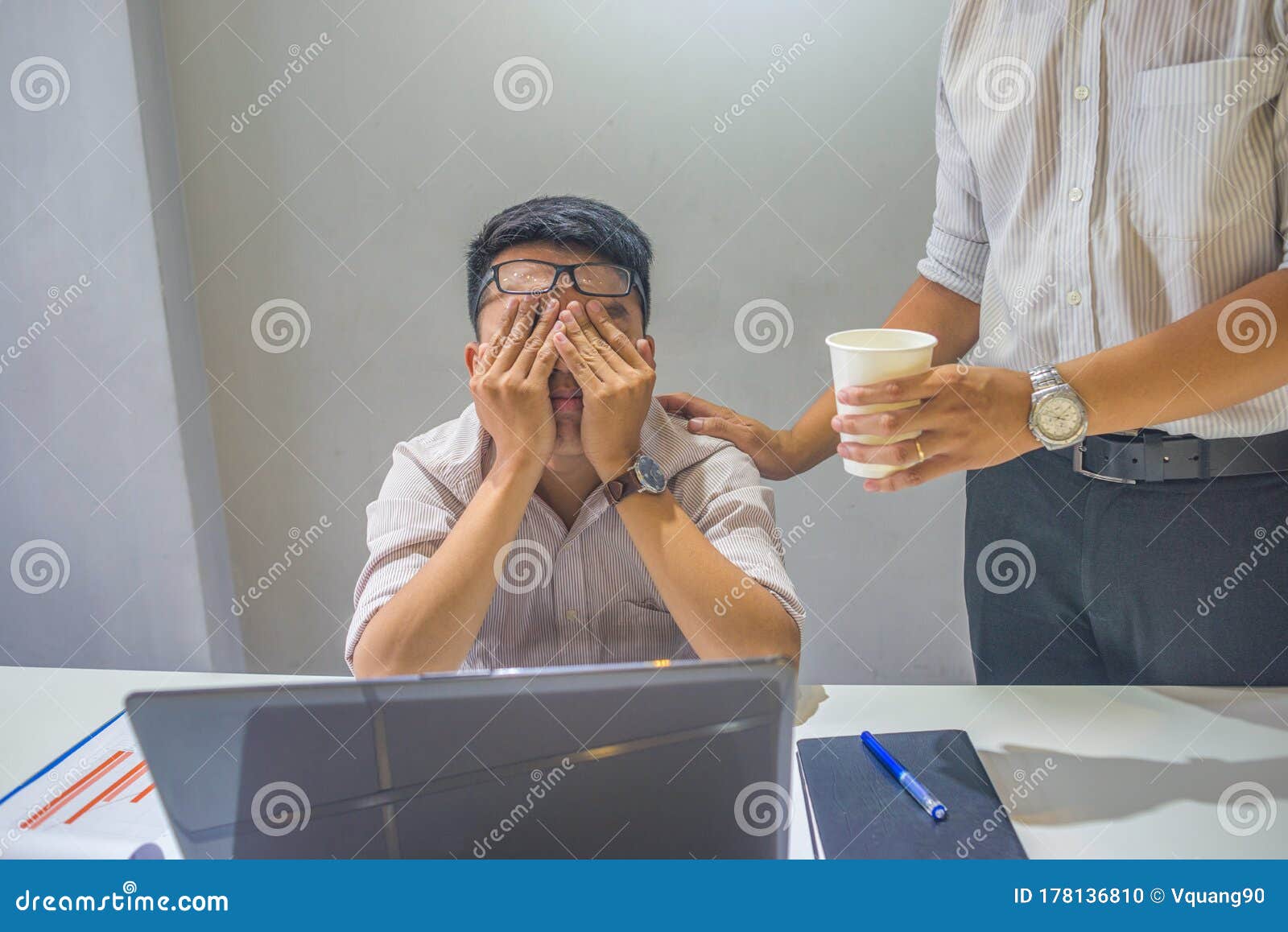 The Man Feeling Tired and Frustrated at Workplace Stock Photo - Image ...