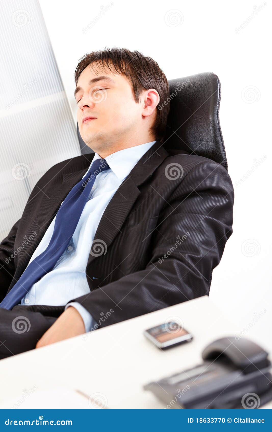 Tired Modern Businessman Sleeping on Armchair Stock Photo - Image of ...