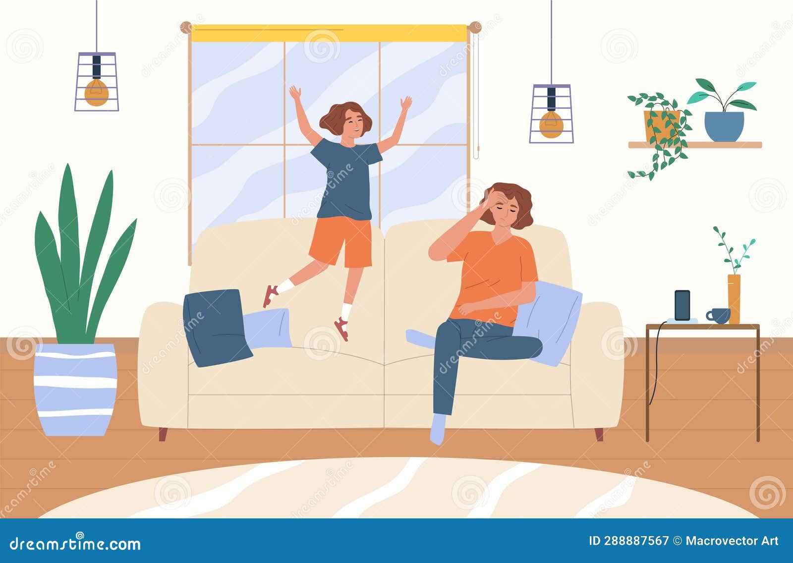 Tired Mom Composition stock vector. Illustration of family - 288887567