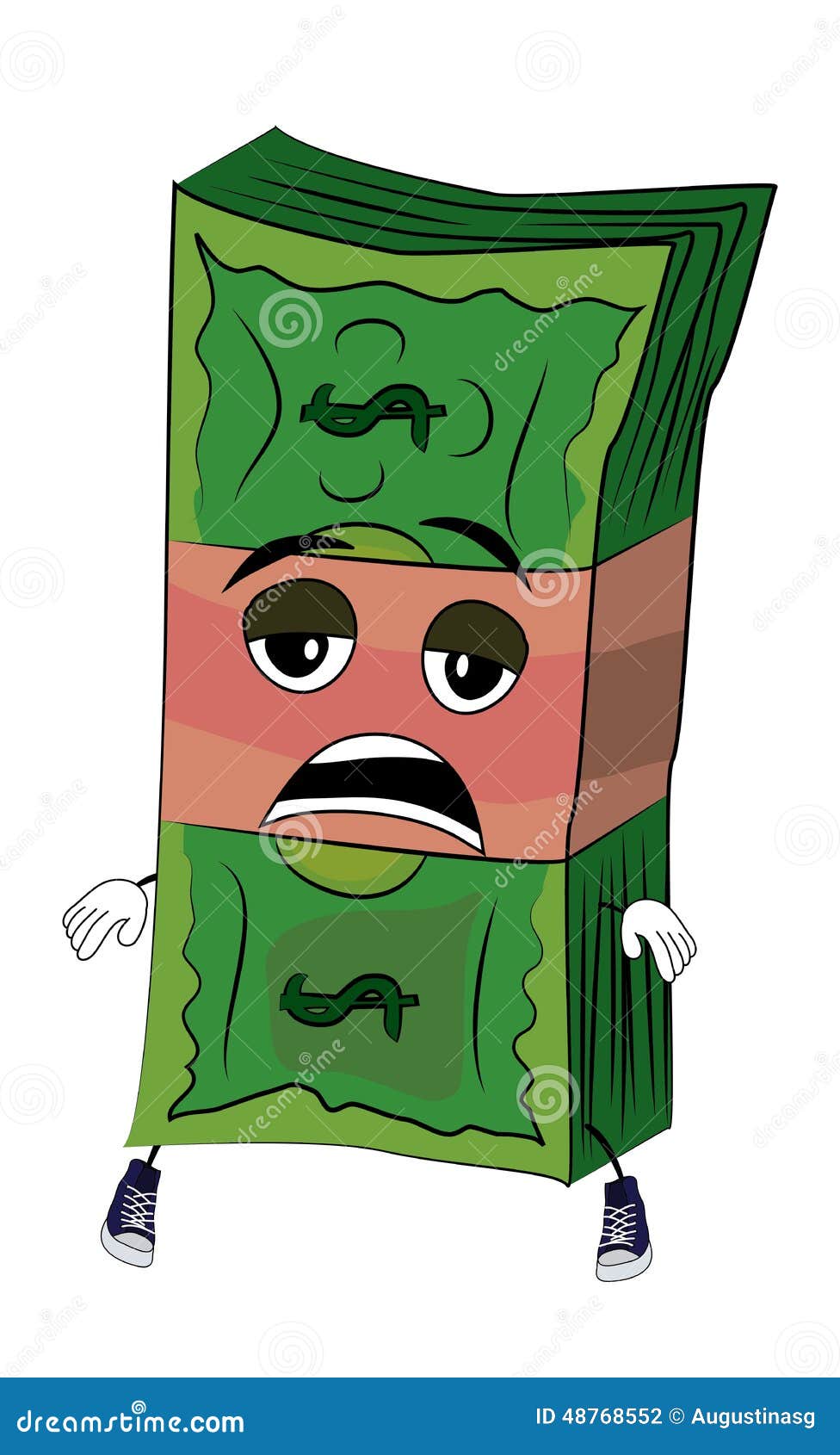 Tired Money cartoon stock illustration. Illustration of green - 48768552