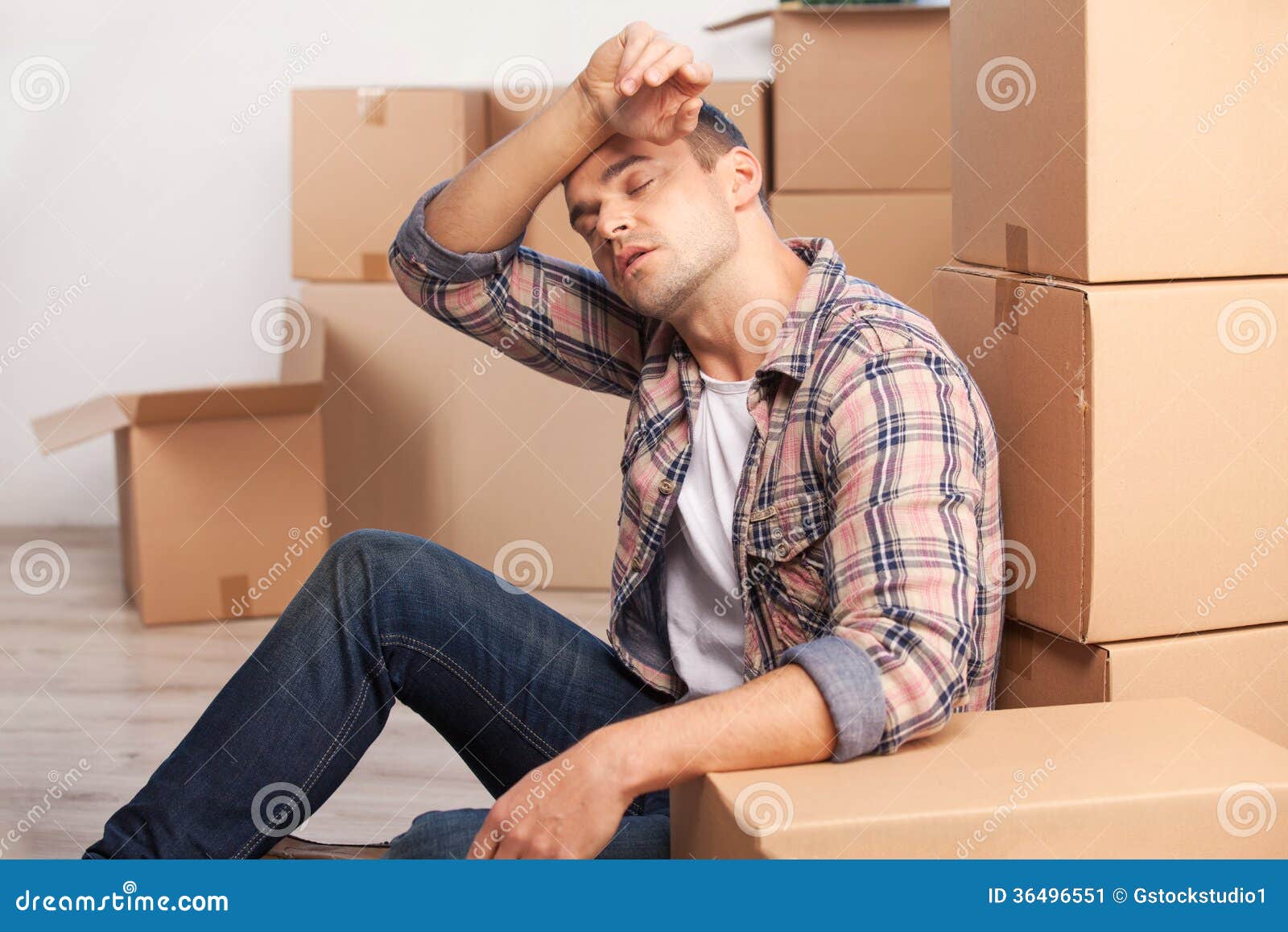Tired of moving boxes. stock image. Image of container - 36496551