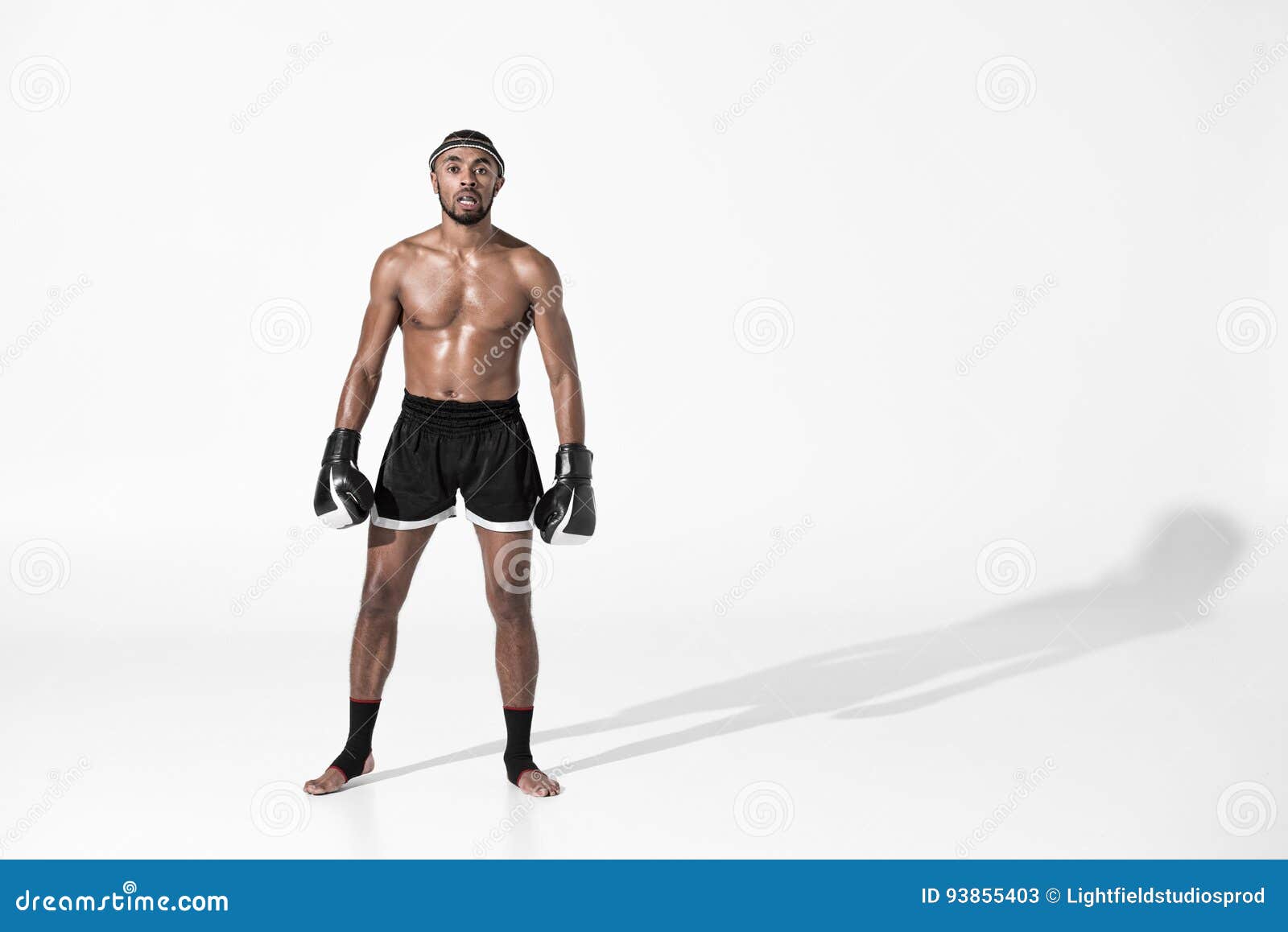 Tired Muay Thai Fighter in Boxing Gloves Stock Image - Image of athlete ...