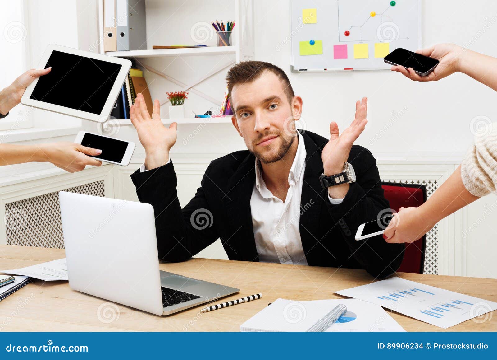 Tired from Multitasking, Businessman Workaholic Stock Photo - Image of ...