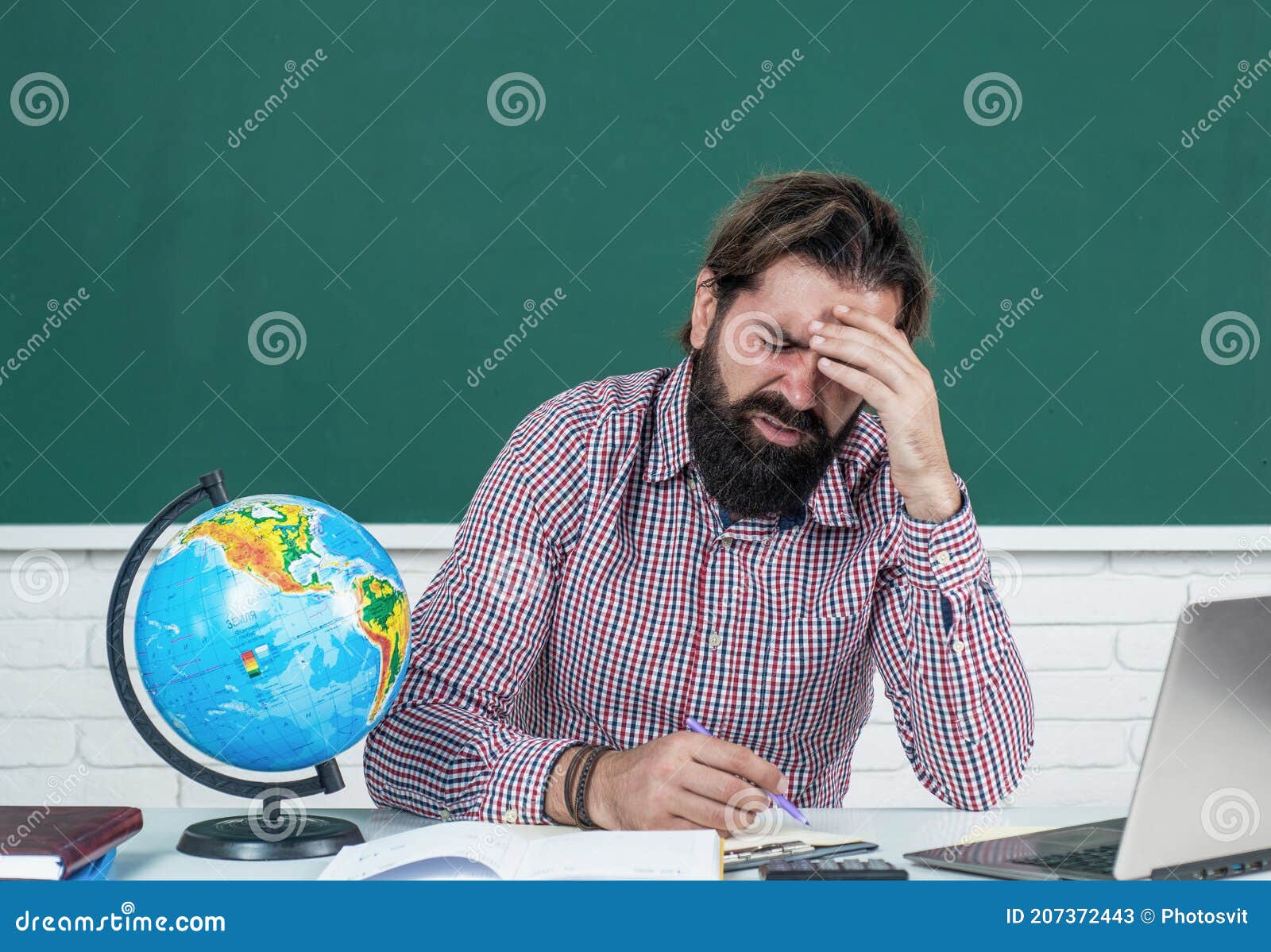A Tired Nerd Falling Asleep Having Headache, Stressing Stock Image ...