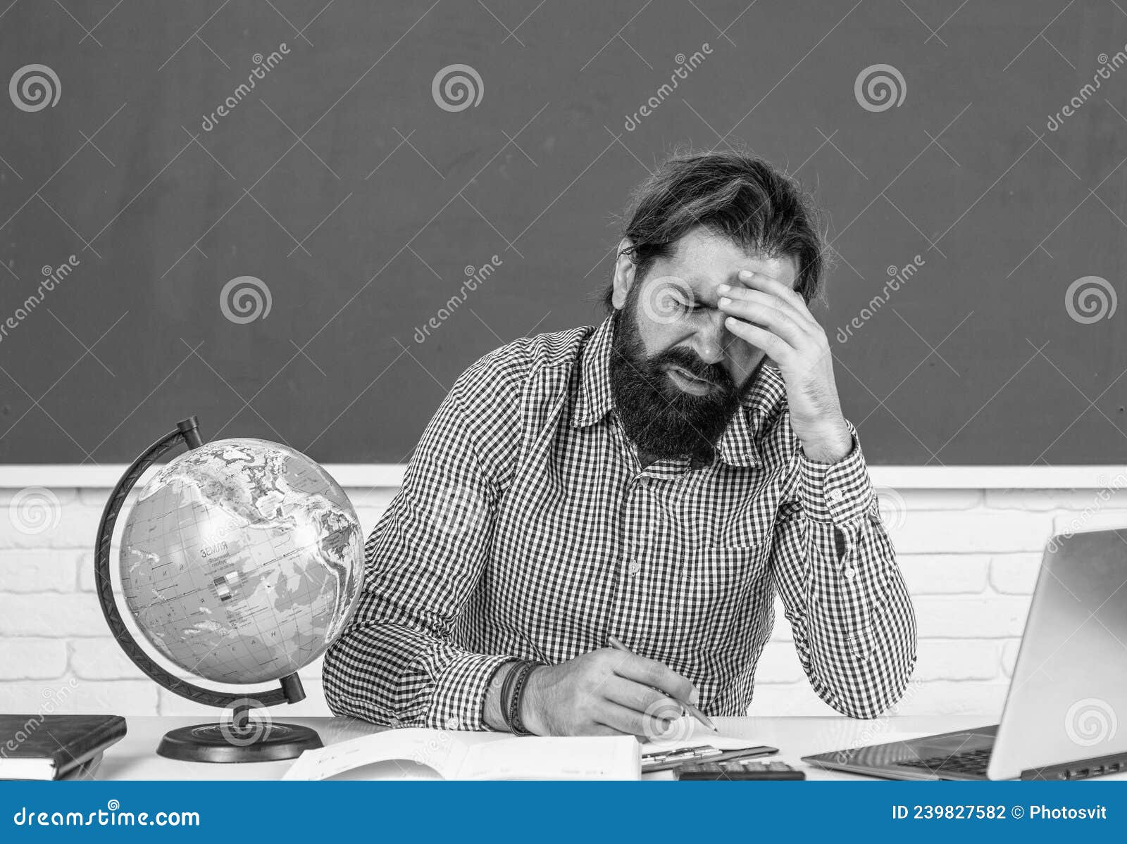 A Tired Nerd Falling Asleep Having Headache, Stressing Stock Photo ...