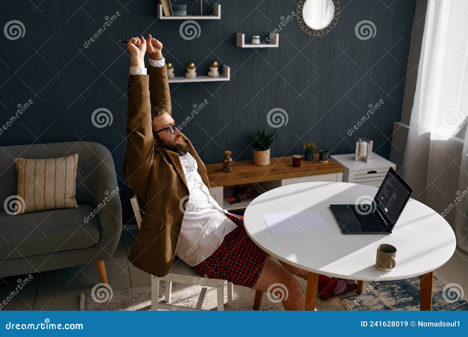 Tired Nerd Working Online from Home Office Stock Image - Image of ...