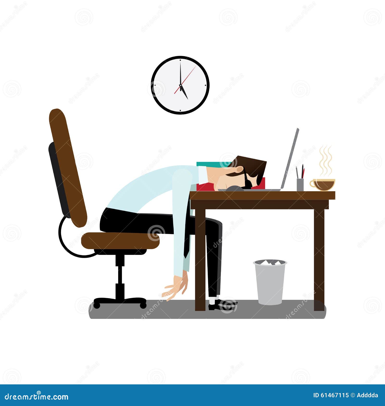 Tired Office Man Sleeping At Desk Cartoon Vector | CartoonDealer.com ...