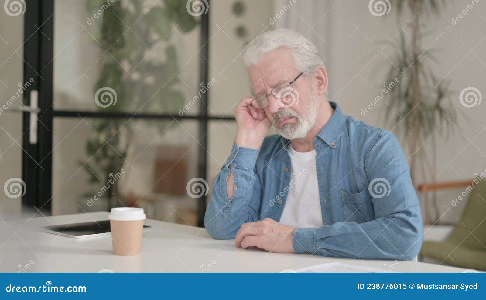 Tired Senior Old Man Taking Nap in Office Stock Image - Image of tired ...