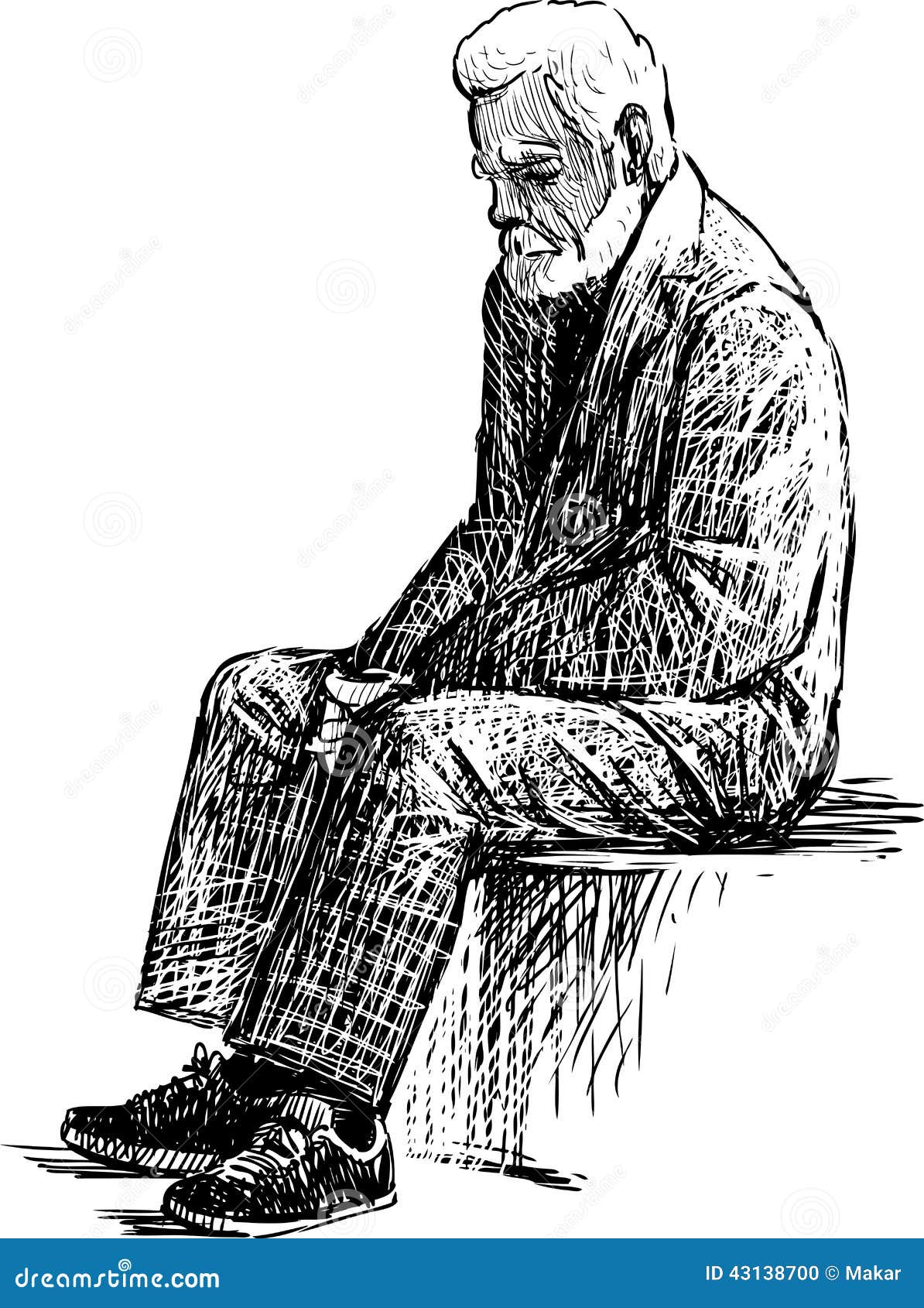 Tired old man stock vector. Illustration of tired, ponderer - 43138700