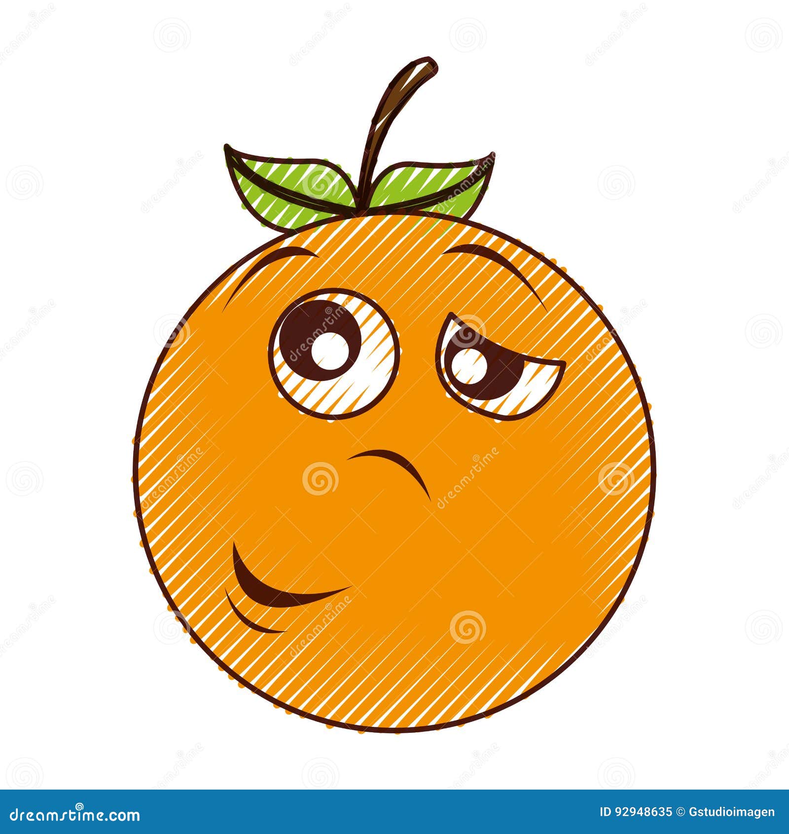 Tired Orange Character Kawaii Style Stock Vector - Illustration of ...