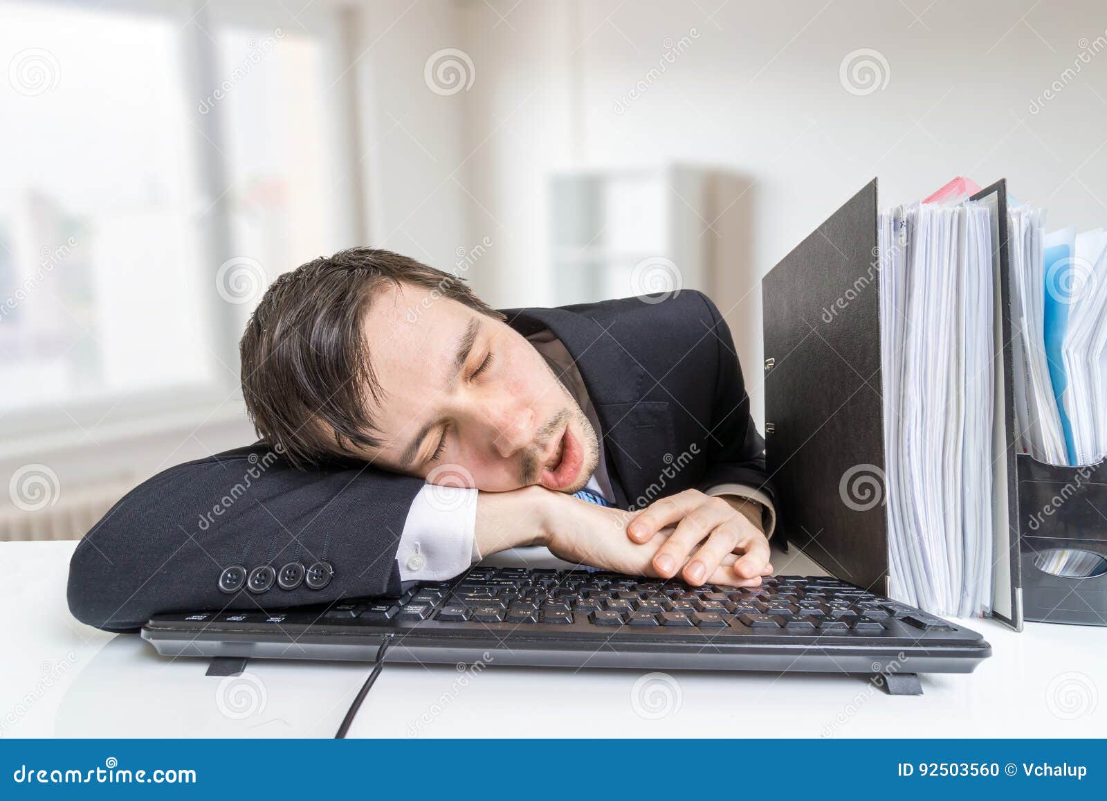 Tired Overworked Accountant In Office, 1950s Style Royalty-Free Stock ...