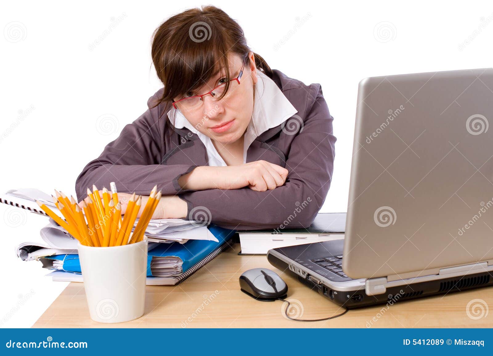 Tired, Overworked, Sad Office Worker, Isolated Stock Image - Image of ...