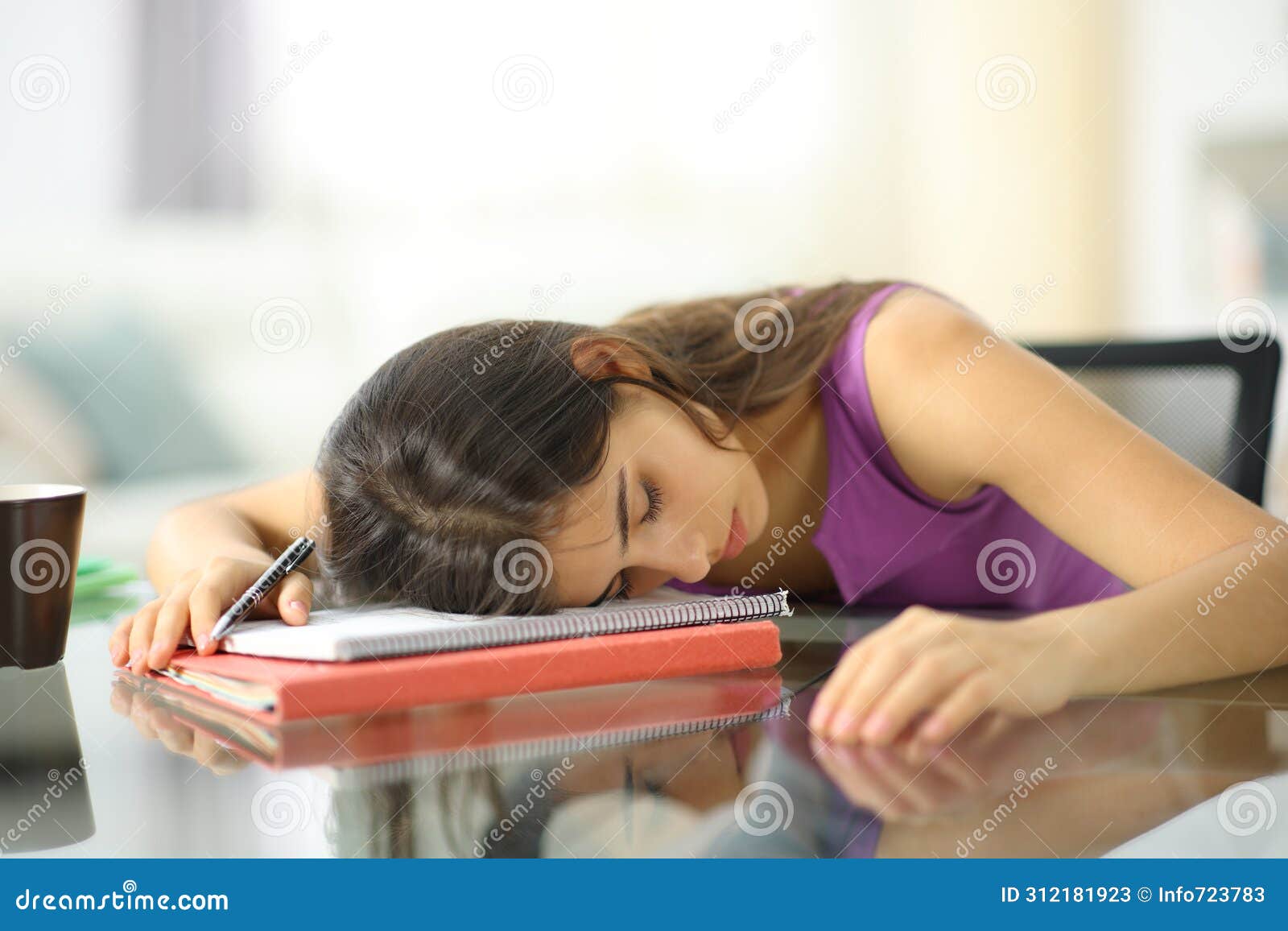 Tired Overworked Student Sleeping at Home Stock Image - Image of home ...