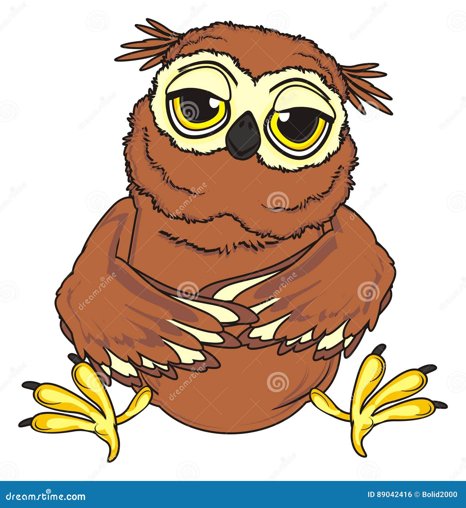 Tired owl sit stock illustration. Illustration of tired - 89042416