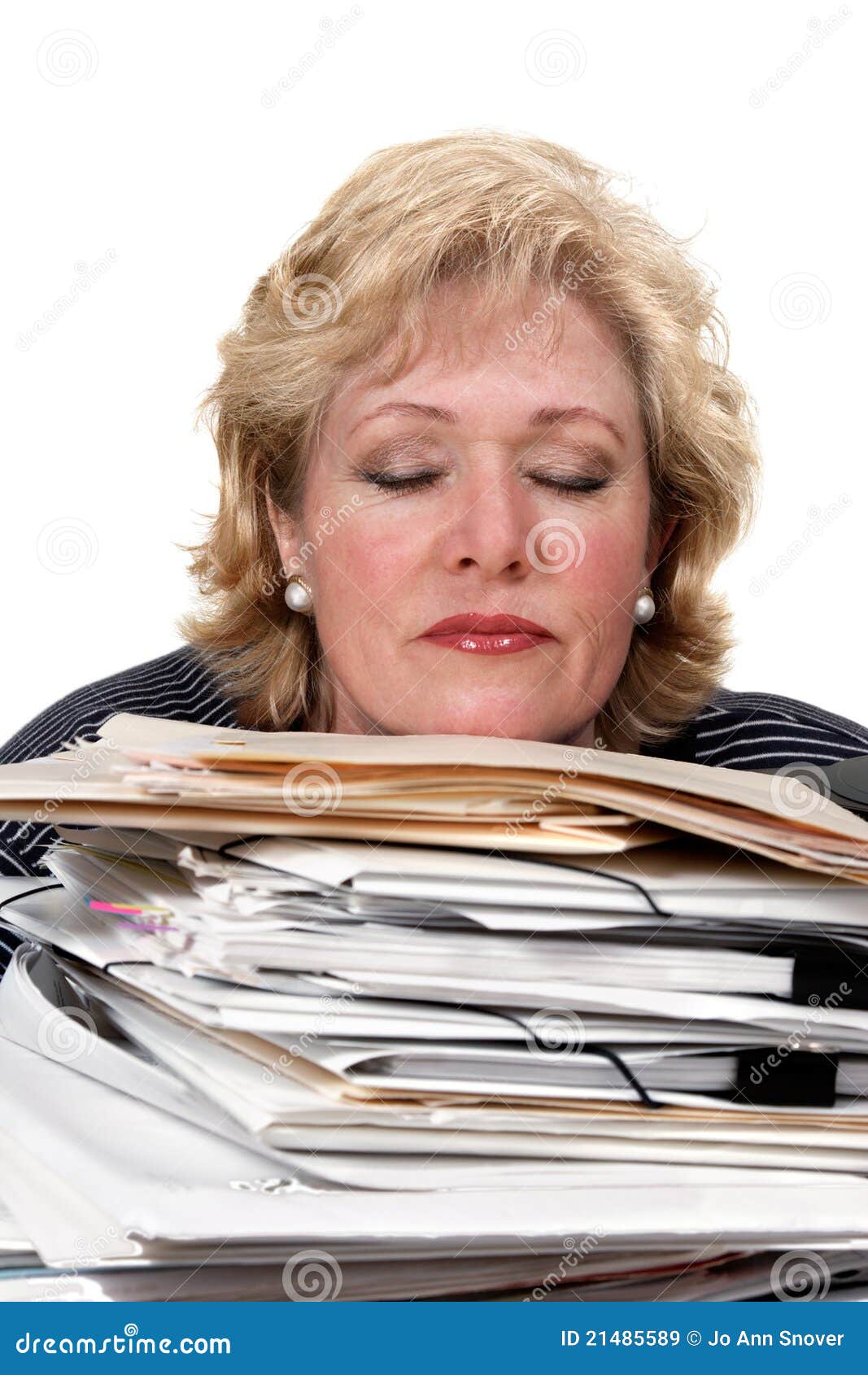 Tired of paperwork stock image. Image of blond, female - 21485589
