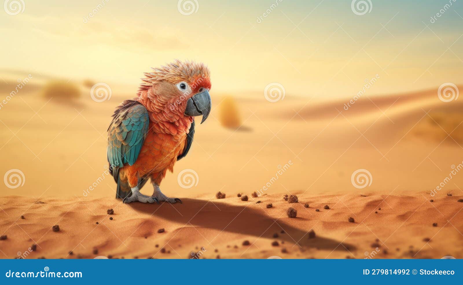 Tired Parrot Walking through Desert Stock Illustration - Illustration ...