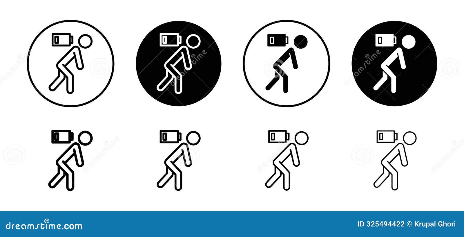 Tired Person Vector Icon Set Collection. Tired Person Outline Flat Icon ...