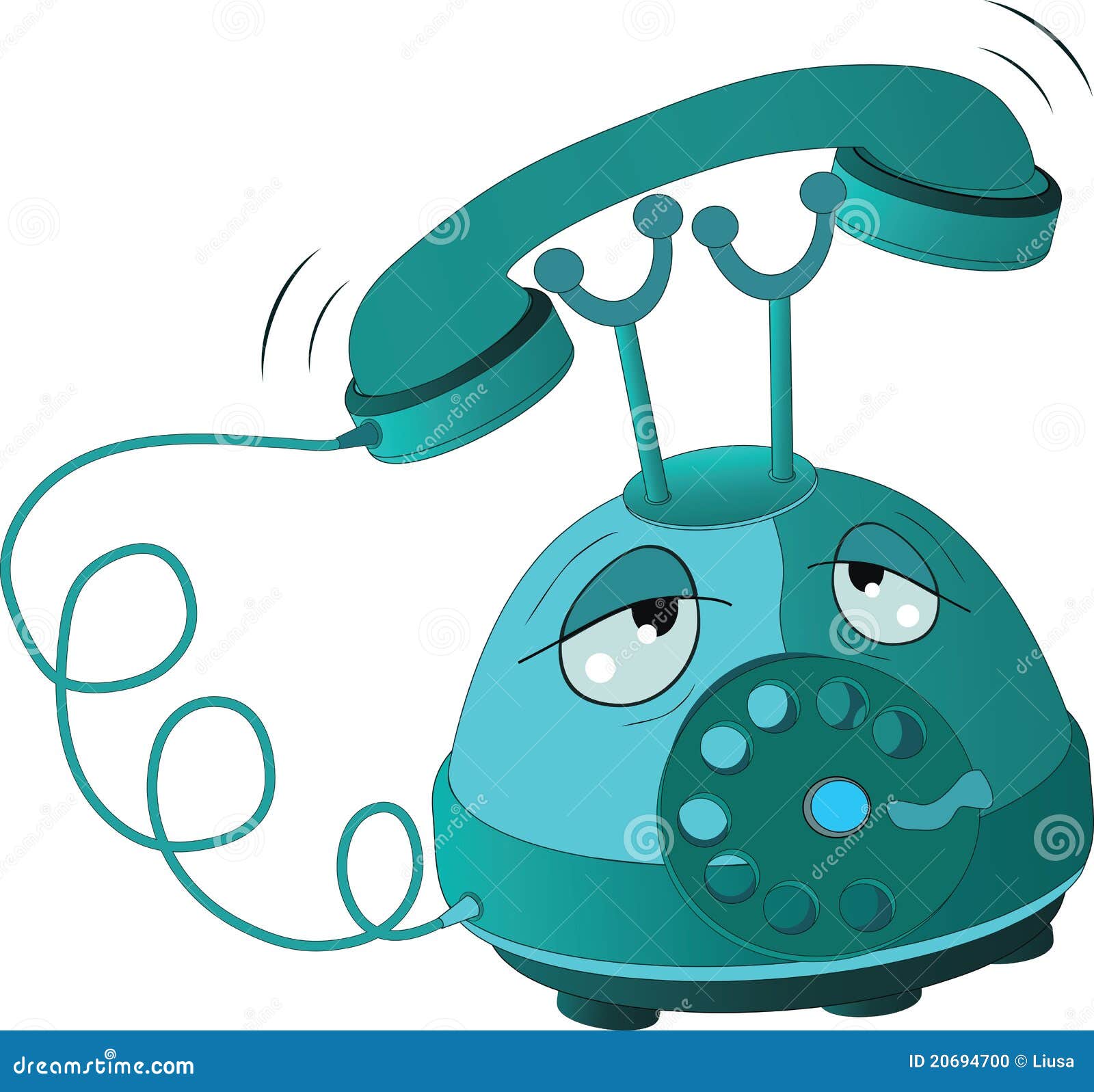 Tired phone. Cartoon stock vector. Illustration of cable - 20694700