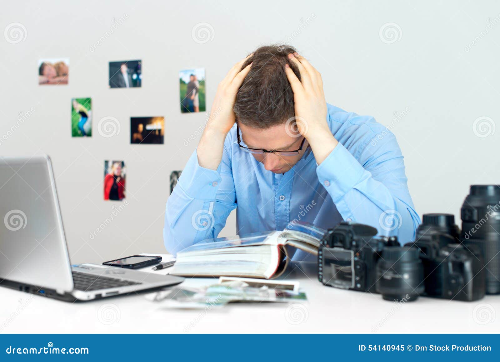 Tired photographer. stock image. Image of magazine, depression - 54140945