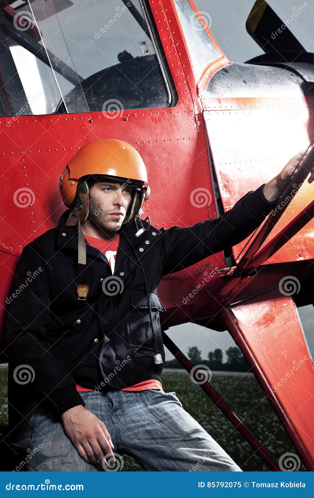 Tired Pilot on the Sky Background Stock Image - Image of mcdu ...