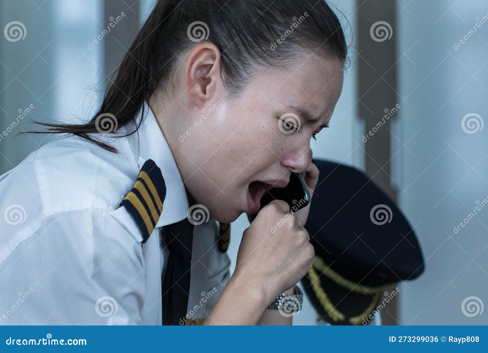Tired Pilot Yawning at Work Stock Photo - Image of lethargic, people ...