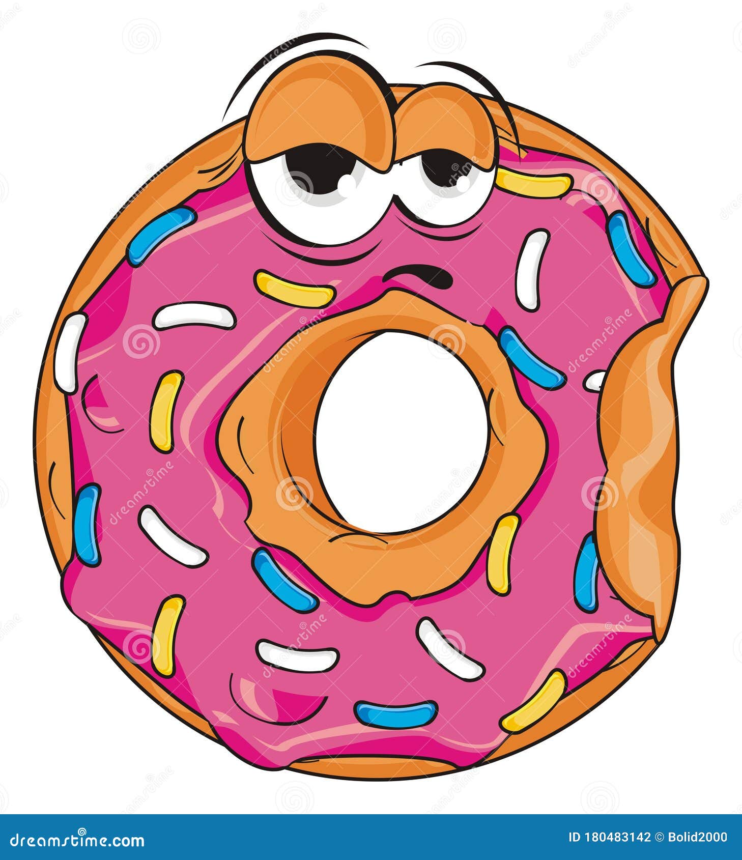 Tired pink donut stock illustration. Illustration of birthday - 180483142