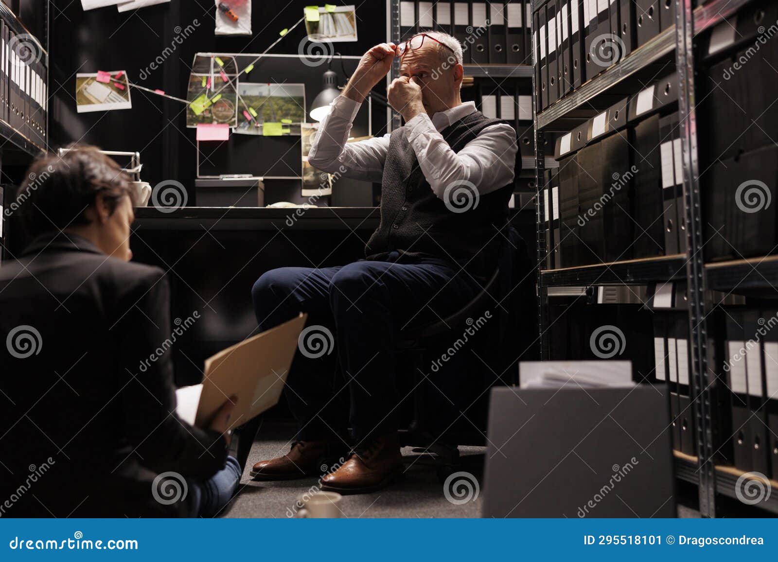 Tired Private Detectives Trying To Solve Criminal Case Stock Image ...