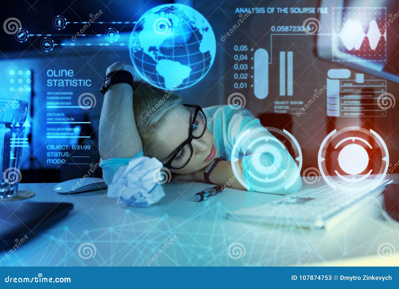 Tired Programmer Having a Nap while Being at Work and Feeling Exhausted ...