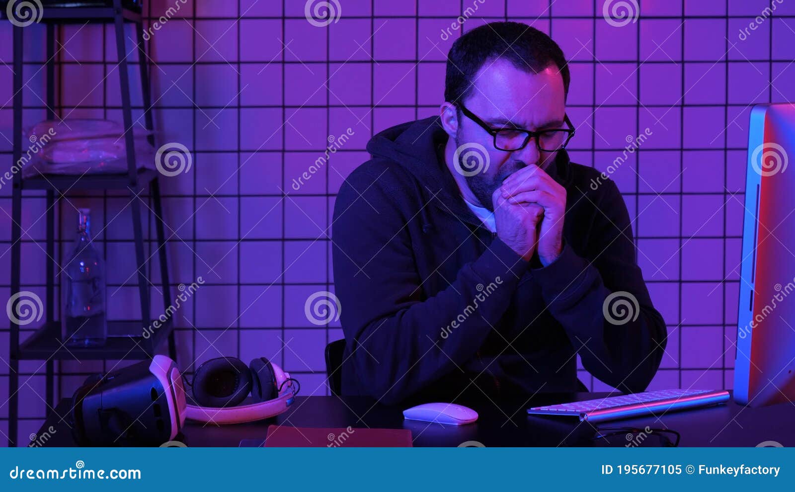 Tired Programmer Looking at Some Process on the Computer. Stock Image ... Tired Programmer Looking at Some Process on the Computer. Stock Image ...