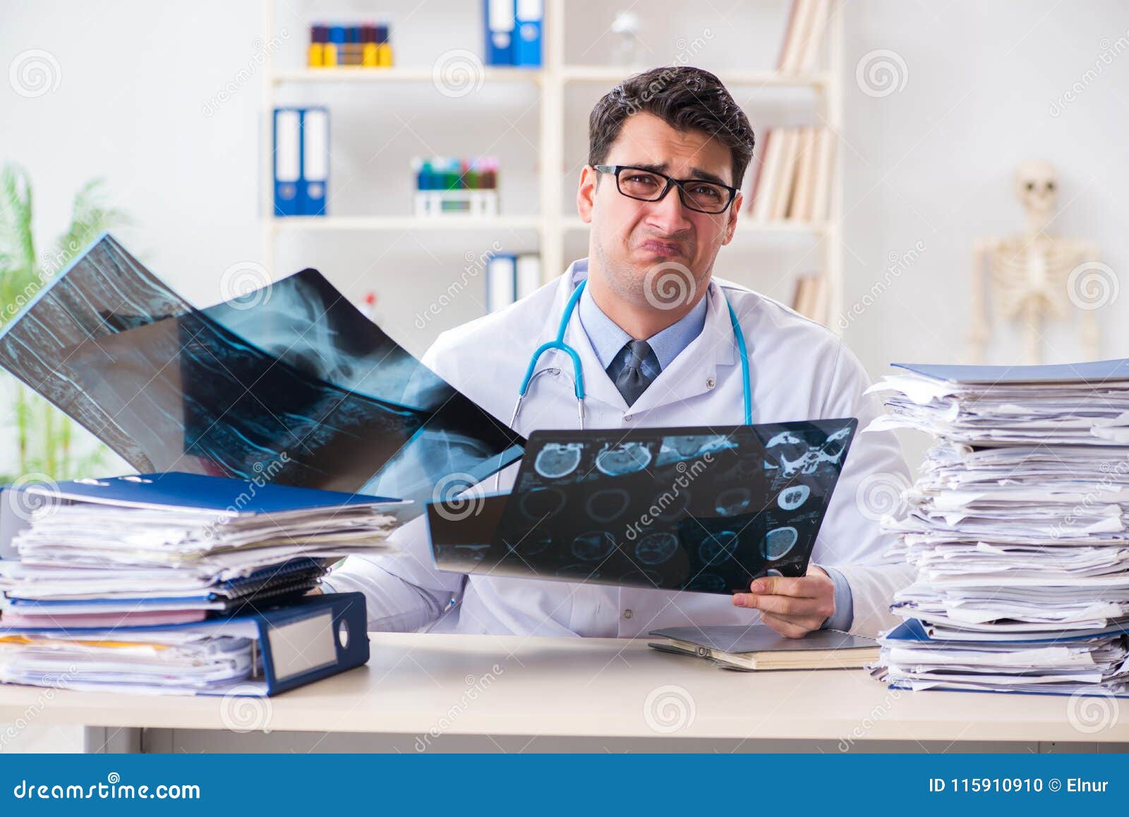 The Tired Radiologist with X-ray Image in Hospital Stock Photo - Image ...