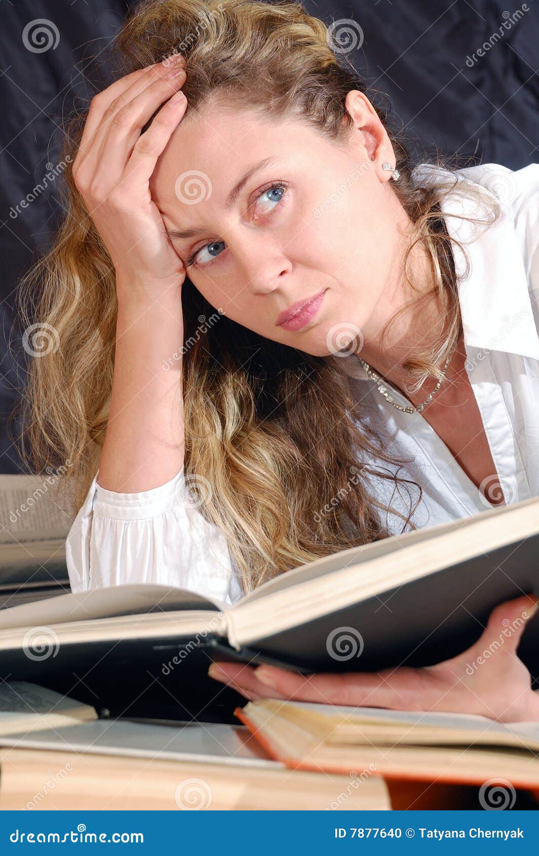 Tired reader stock photo. Image of read, hair, girls, studying - 7877640