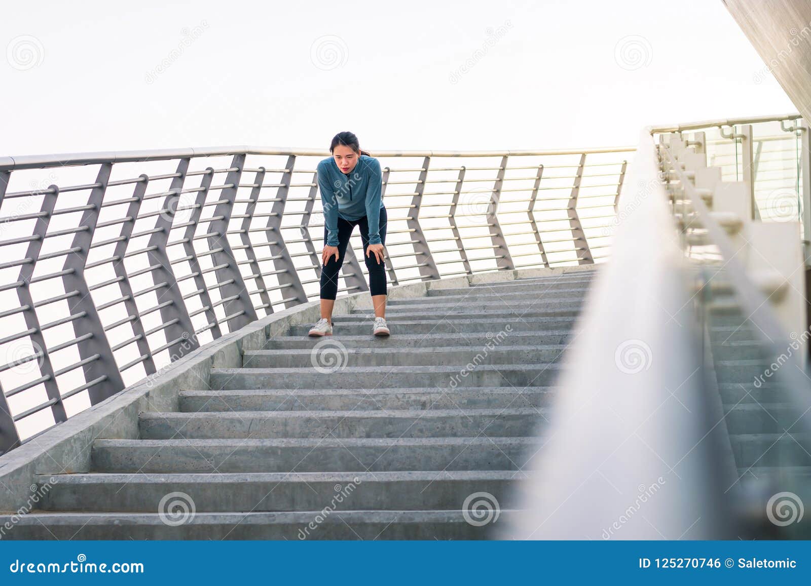 Tired Runner Taking Rest on the Staircase Outdoors Stock Photo - Image ...