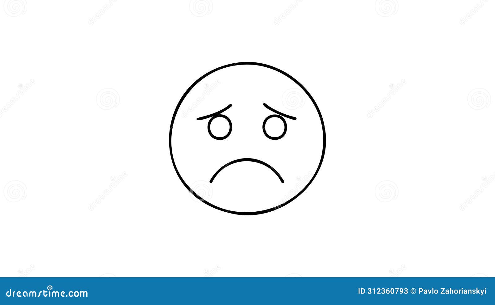 Tired Sad Face Emoticon Icon Vector Illustration. Outline Style Stock ...