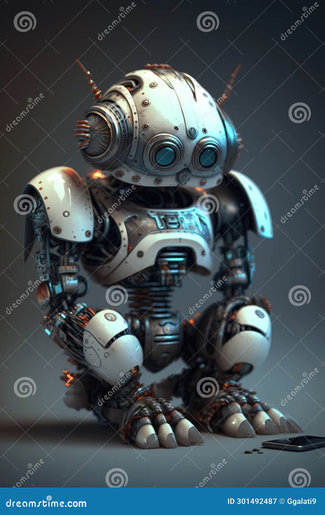 A Tired Sad Looking Scifi Robot, Generative Ai Technology Stock ...