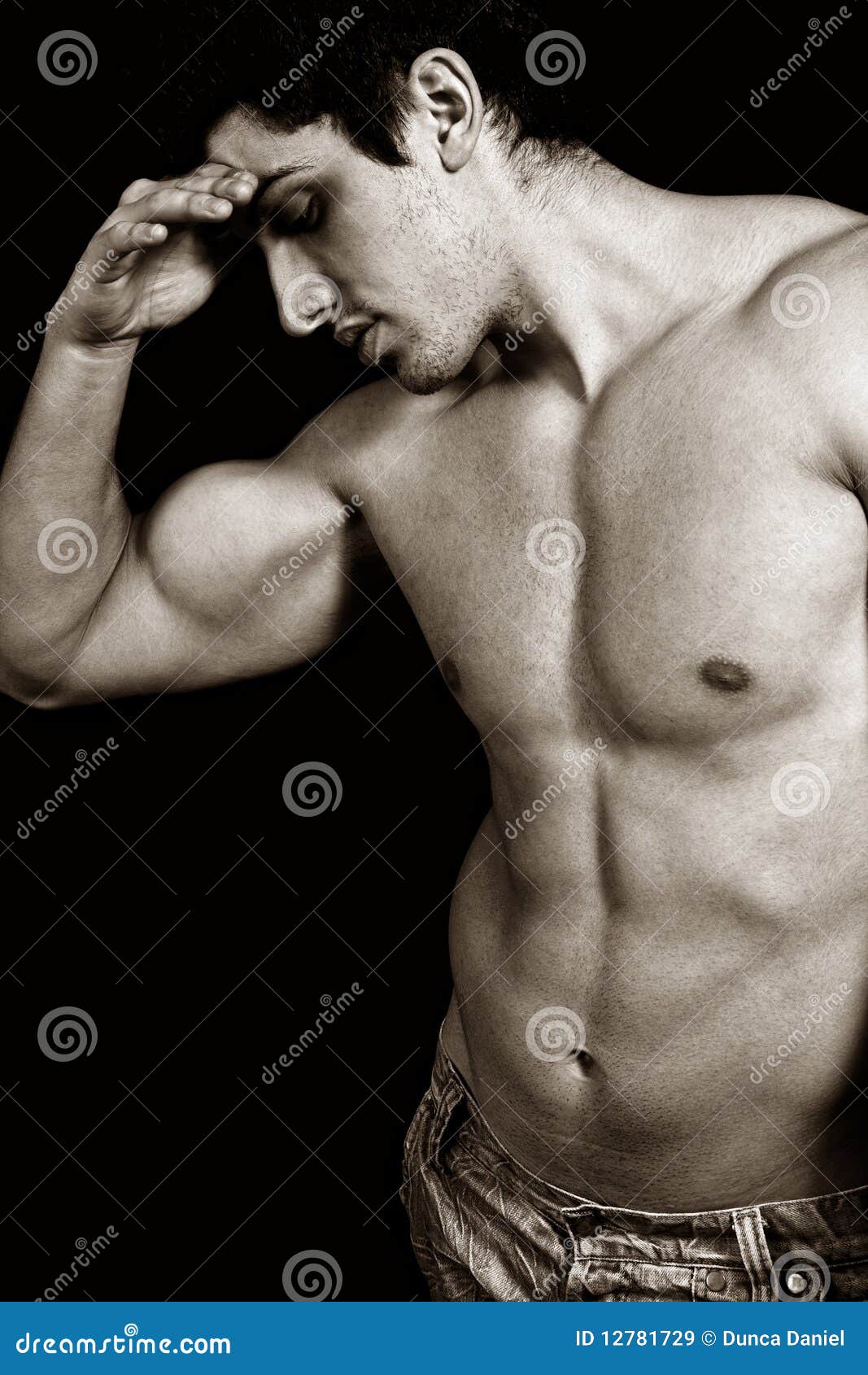 Tired Sad Weary Male Bodybuilder Stock Image - Image of confused ...