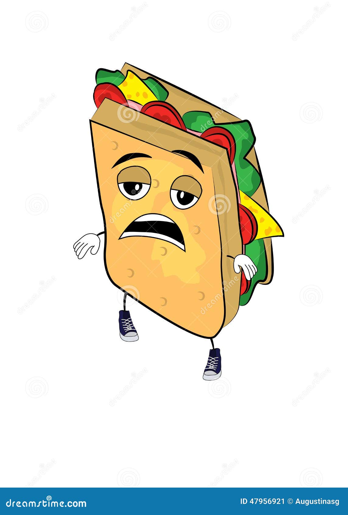Tired sandwich cartoon stock illustration. Illustration of isolated ...