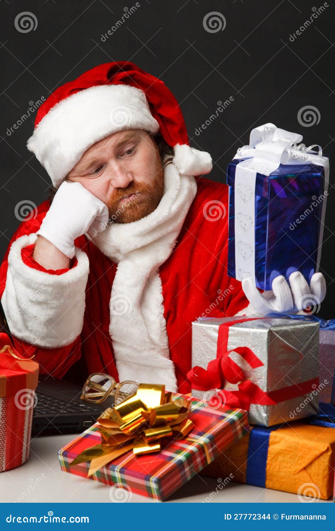 Tired santa stock photo. Image of christmas, studio, away - 27772344