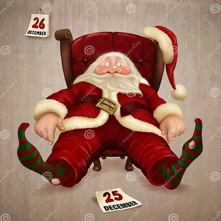 Tired Santa Claus stock illustration. Illustration of rest - 17366876