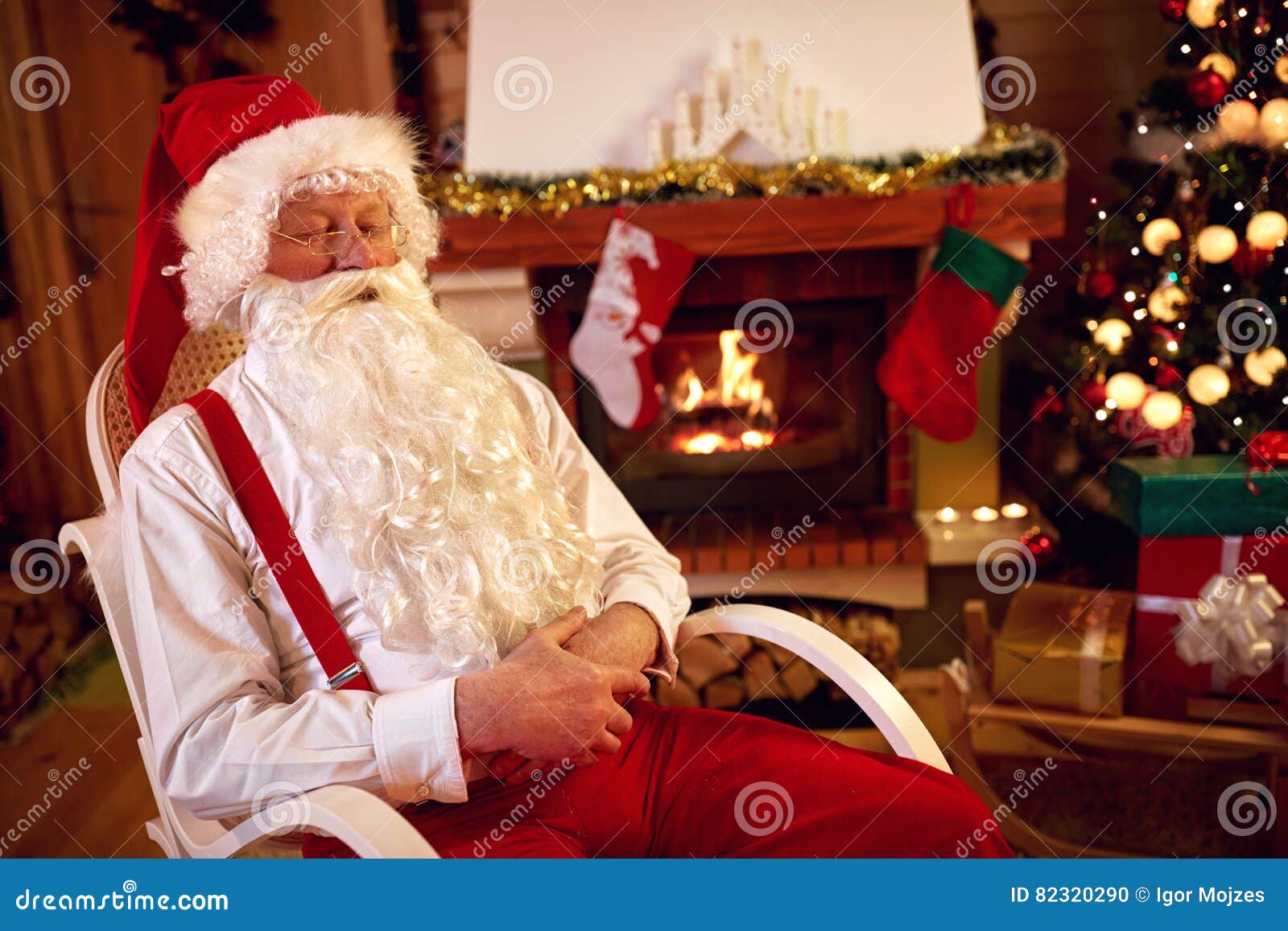 Tired Santa Claus napping stock photo. Image of sleep - 82320290