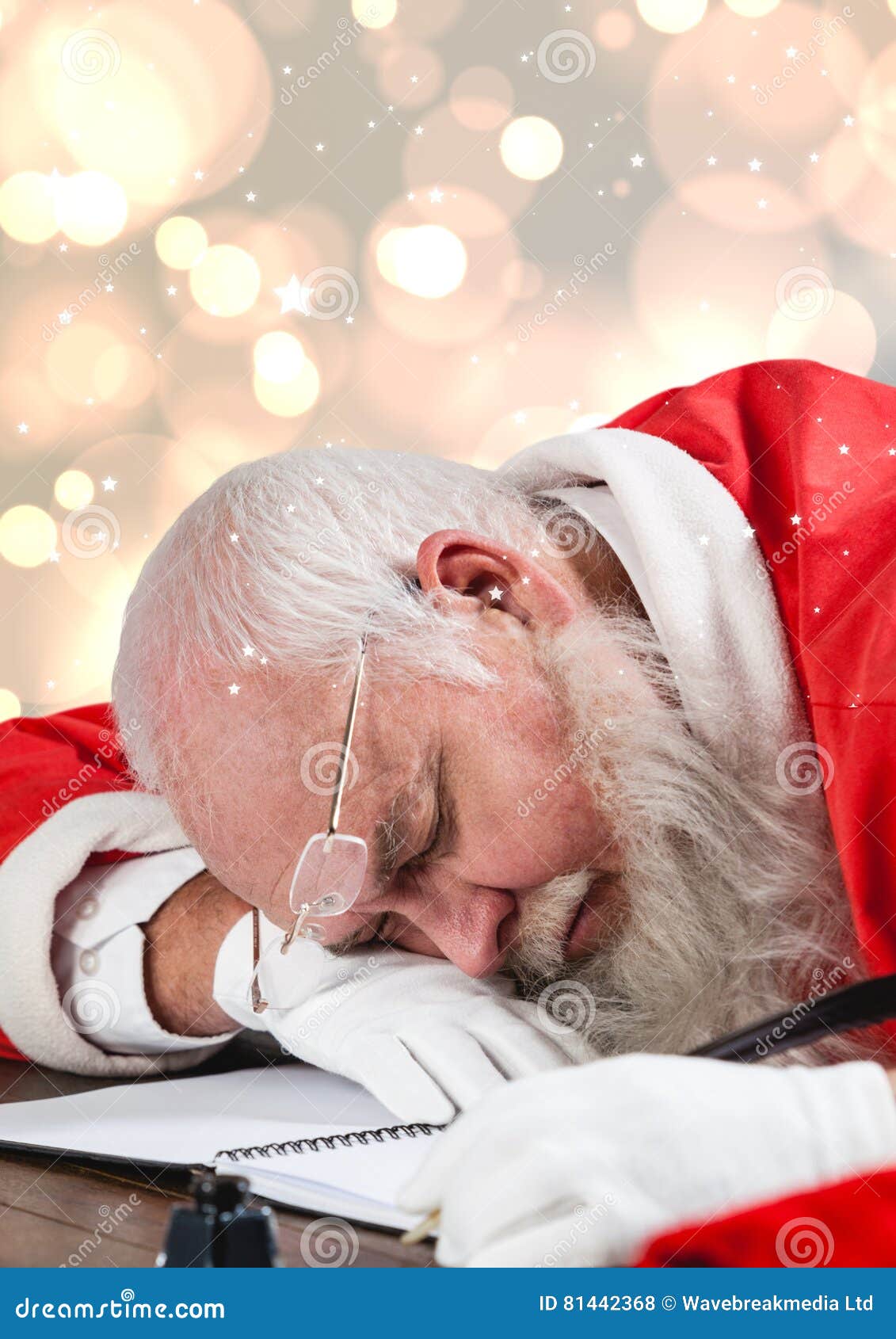 Tired Santa Claus Sleeping at Table Stock Photo - Image of digitally ...