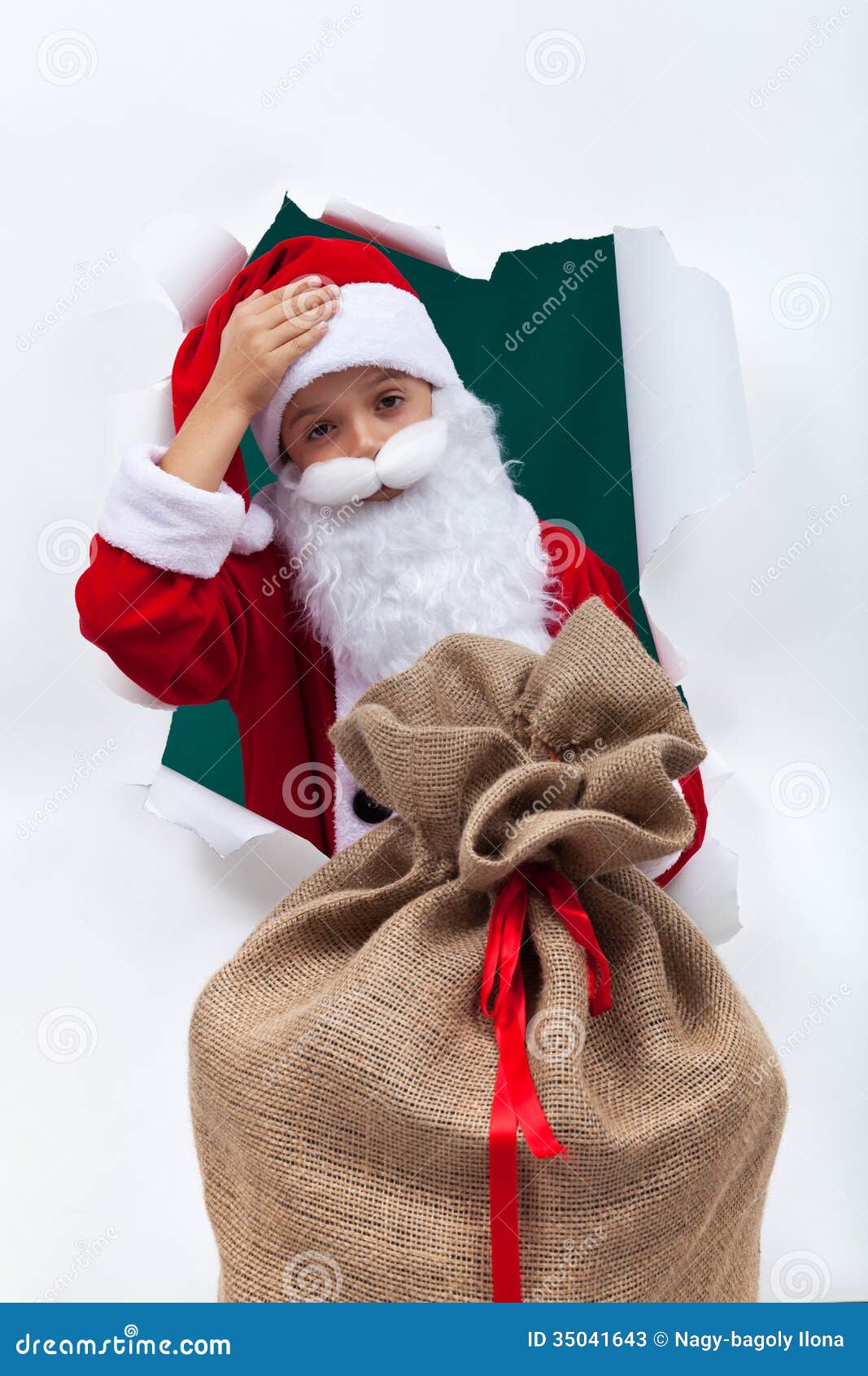 Tired santa with large bag stock image. Image of claus - 35041643