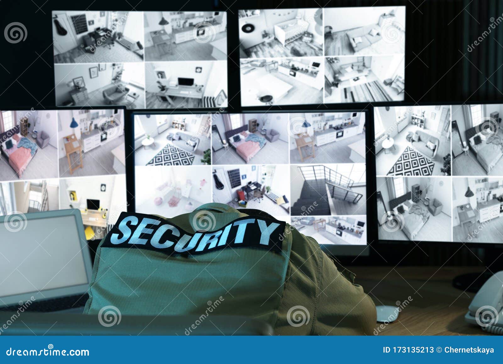 Tired Security Guard Sleeping at Workplace Stock Image - Image of ...