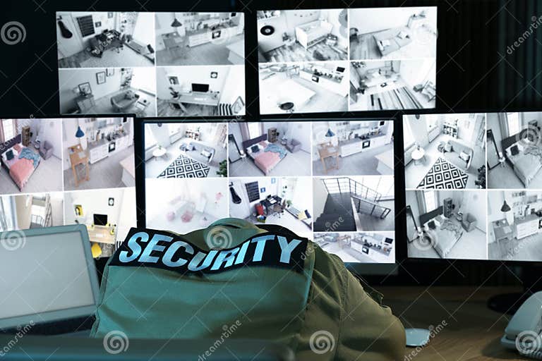Tired Security Guard Sleeping at Workplace Stock Image - Image of ...