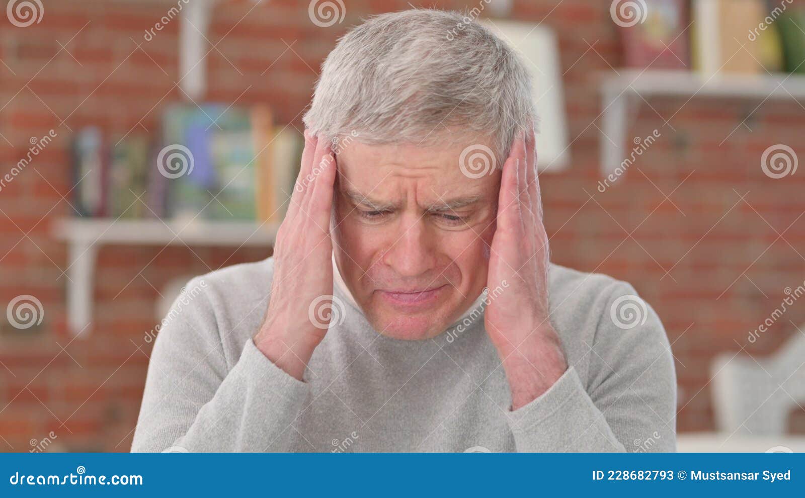 Tired Old Man Having Headache Stock Image - Image of businessman ...