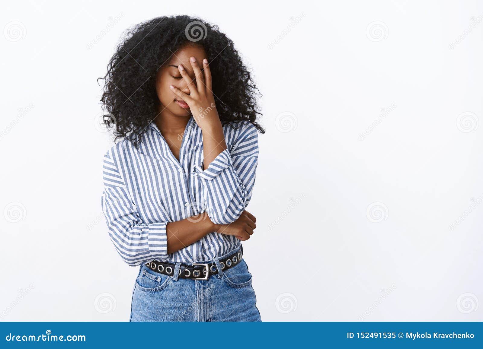 Tired Snobbish Good Looking Stylish African American Curly Haired Woman