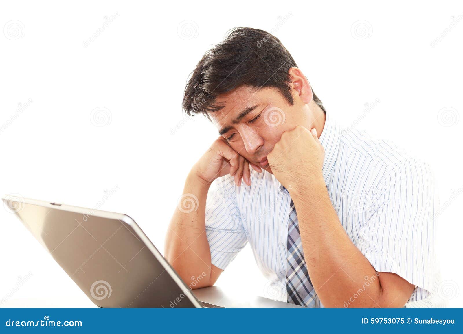 Tired and Stressed Asian Businessman Stock Image - Image of male ...