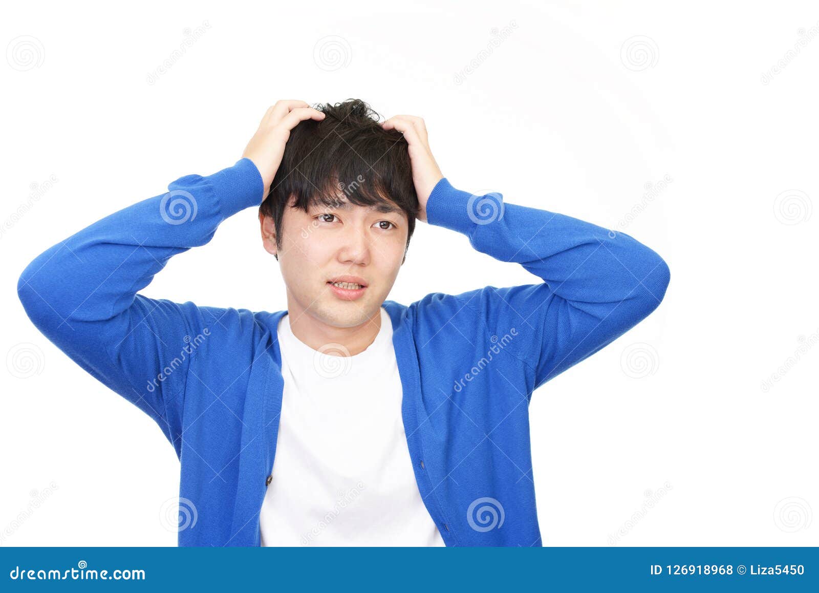 Frustrated Asian man stock photo. Image of emotional - 126918968
